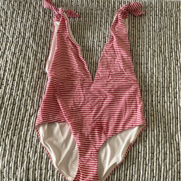 Swim | Red White Striped High Rise One Piece Swim Suit | Poshmark
